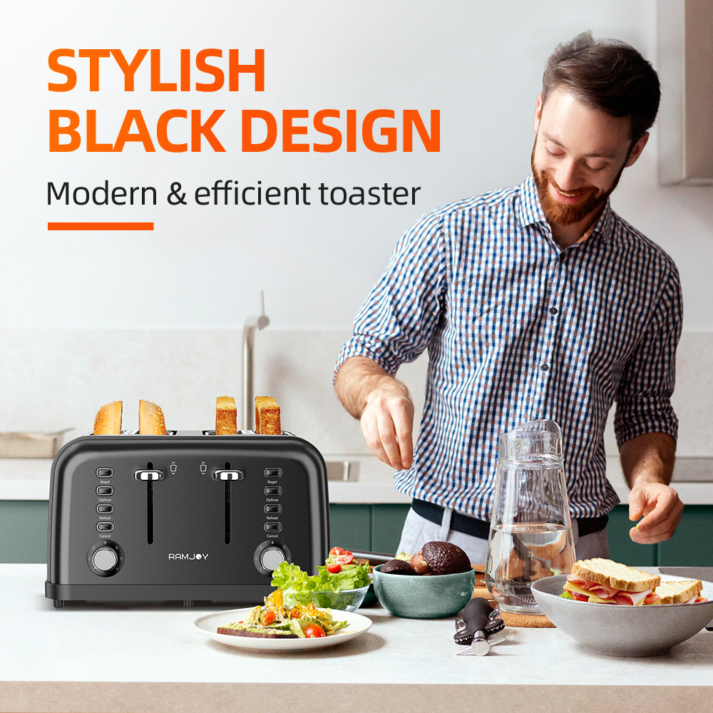RAMJOY Toaster 4 Slice Black